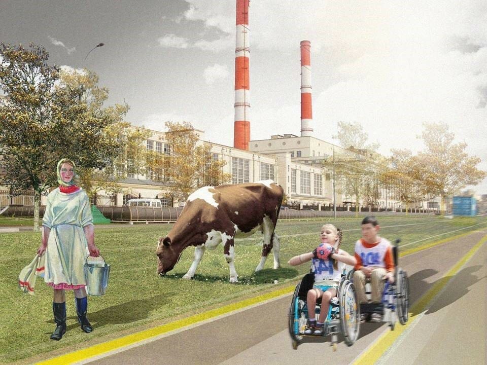 architectural rendering blending rural and urban Moscow - KMA, LLC